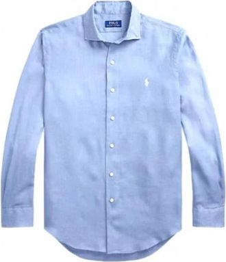 Ralph Lauren Homme, Chemises, Bleu, Taille: XL Custom Fit Linen Shirt