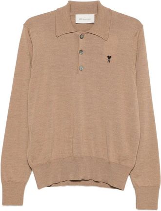 Ami Polo Sweater With Contrasted Ami de Coeur