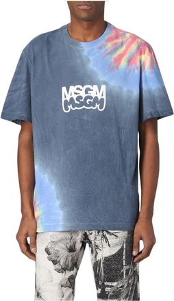 Msgm Msgm, Homme, Tops, Multicolore, Taille: L TieDye Logo Tee