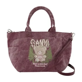 Ganni Embroidered Cotton Tote Bag - Purple