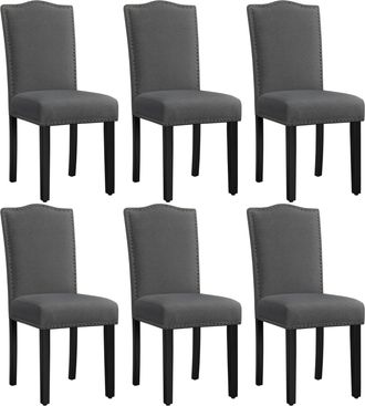 Yaheetech 6er Set Esszimmerst&uuml;hle K&uuml;chenst&uuml;hle mit Nieten Vielseitiger Polsterstuhl bis 136 kg Belastbar, Moderner Stuhl f&uuml;rs K&uuml;che/Esszimmer/Restaurant Dunkelg