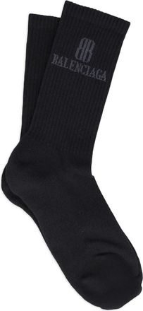 Balenciaga chaussettes côtelées à logo - Noir