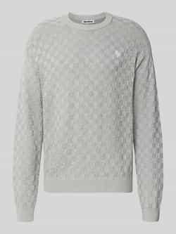 Review Regular Fit Strickpullover aus reiner Baumwolle mit Label-Detail
