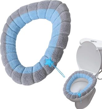 Generic WC-Sitzkissen - warmer, waschbarer Stoffbezug, dicker, weicher, w&auml;rmerer Badezimmerkomfort, abnehmbares, leicht zu reinigendes WC-Deckelpolster f&uuml;r Zu