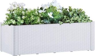 vidaXL Vidaxl - Lit sur&eacute;lev&eacute; de jardin et syst&egrave;me darrosage Blanc 100x43x33 cm