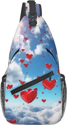 Generic Léger Sacoche Bandouliere Des coeurs dans le ciel Sac De Poitrine Réglable,Casual Sac à Dos De Voyage pour Homme école Cyclisme