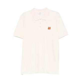 Maison Kitsun&eacute; Fox Head Regular Poloshirt - - Tops - Herren - Beige - XL