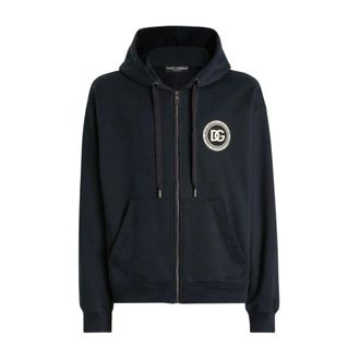 Dolce & Gabbana Baumwoll-Hoodie mit Logo - - Sweatshirts & Hoodies - Herren - Blau - XL