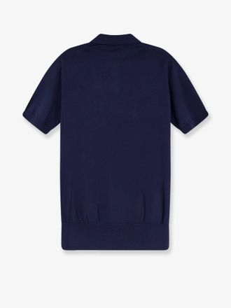 Alpha Studio Mens Polo Shirt Cotton-Silk Blue T-shirts And Polos
