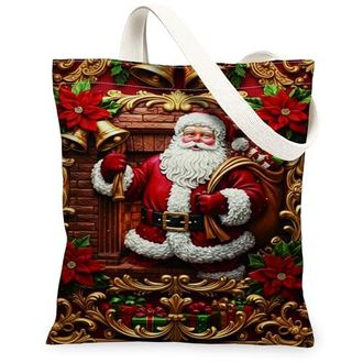 Generic Sacs fourre-tout en toile de P&egrave;re No&euml;l r&eacute;utilisables, l&eacute;gers et lavables avec bandouli&egrave;re pour le shopping, le pique-nique, 33 x 38 cm