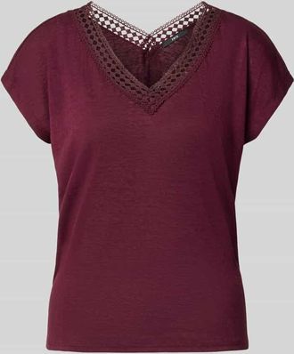 Zero Regular Fit T-Shirt aus Viskose-Mix mit Loch-Stitching