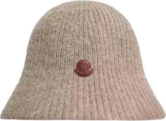 Moncler Femme, Accessoires, Beige, Taille: L Ribbed Knit Bucket Hat