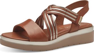 Tamaris Comfort Damen Sandalen flach aus Leder mit Klettverschluss, Braun (Nut Glam), 40 EU