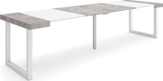 Skraut Home | Ausziehbarertisch | Multifunktionaler ausziehbarer | 300 | Für 14 Gäste | Massivholz Beine | Moderner Stil | Zement