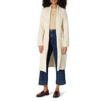 Amazon Essentials Cardigan Long en Coton mélangé épais pour Femme, Coupe surdimensionnée, Texture Point de Couture, Blanc Coquille doeuf, Taille XL