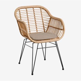 Sklum Chaise de salle à manger en osier synthétique Zole SKLUM Noir