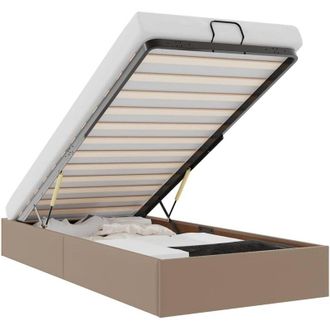vidaXL Vidaxl - Cadre de lit ottoman cappuccino 80x200 cm - Similicuir r&eacute;sistant aux taches - M&eacute;canisme de levage hydraulique - Rangement optimis&eacute;
