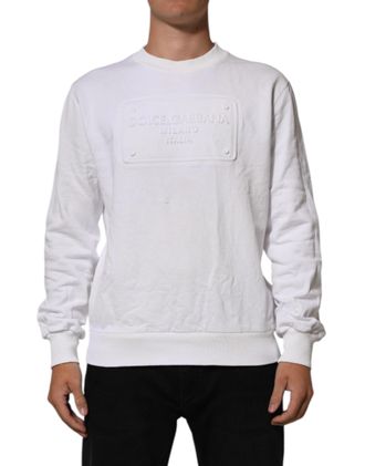 Dolce & Gabbana Logo-Embossed Cotton Sweatshirt - White