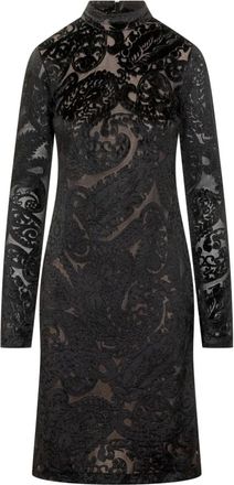 Etro Femme, Robes, Noir, Taille: 38 FR Robe en Velours &agrave; Motif Paisley
