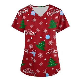 Generic Haut de Noël à col en V pour adulte - Uniforme de sport pour femme - Uniformes de beauté et de sport pour femme, 09 - Bordeaux, XXL