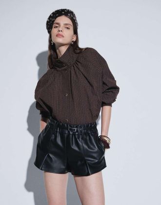 Asos surchemise &agrave; col chemin&eacute;e avec volume et carreaux-Multi