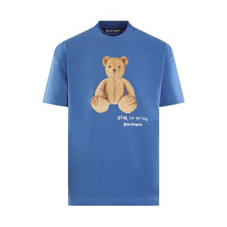 Palm Angels Bear In Mind Blaues T-Shirt - - Tops - Herren - Blau - M