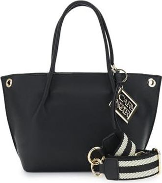 Cafènoir Sac Cabas En Matière Grainée Avec Bandoulière Amovible En Ruban, Pour Femme, Couleur Noir, Taille Taille Unique