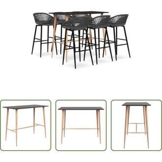 vidaXL vidaXL Bartheke - 7-tlg. Bar-Set Schwarz und Grau