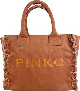 Pinko Pinko, Femme, Sacs, Brun, Taille: ONE Size Beach Shopper Canvas