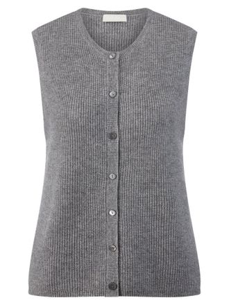 Peter Hahn Strickweste Rundhals-&shy;Ausschnitt Peter Hahn grau