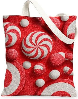 Generic Sacs fourre-tout en toile pour bonbons de No&euml;l, sacs d&eacute;picerie r&eacute;utilisables, l&eacute;gers et lavables avec bandouli&egrave;re, Rouge, 13x15 Inch