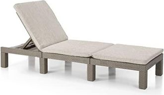 Keter Allibert by Keter Daytona Deluxe Sonnenliege für Garten, Terrasse & Balkon mit verstellbarem Kopfteil, cappuccino, inkl. Auflage, Gartenliege aus Kuns
