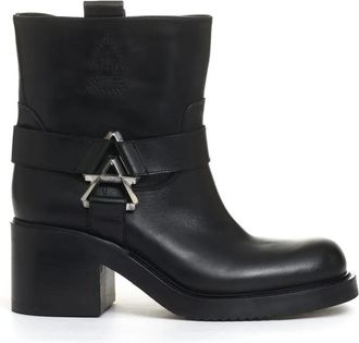 Elena Iachi Stiefel - Low Biker Buckles And Zipper Silver Heel 60 Mm - Gr. 37,5 (EU) - in Schwarz - für Damen