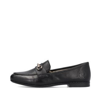 Rieker Femme, Chaussures, Noir, Taille: 36 EU Mocassins en cuir noir avec boucle dor&eacute;e