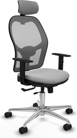 Piqueras y Crespo Ergonomischer B&uuml;rostuhl, Grau, 1D-Armlehnen, h&ouml;henverstellbare Lendenwirbelst&uuml;tze und Kopfteil, h&ouml;henverstellbar und neigbar, Grau/Hellgrau
