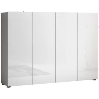 Dmora Meuble &agrave; chaussures Abdul, 10 &eacute;tag&egrave;res, 36 paires, Fabriqu&eacute; en Italie, 34x160x115h cm Blanc Brillant
