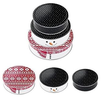 Brandsseller Lot de 3 boîtes à biscuits en métal - boîtes rondes empilables avec couvercle - boîtes de conservation alimentaires pour gâteaux, biscuits et sablés d