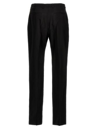 Saint Laurent High-Waisted Faille Wool Blend Trousers - Black