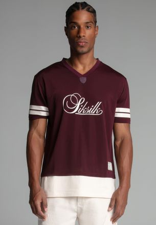 Siksilk Herren T-Shirt Bordeauxrot XS