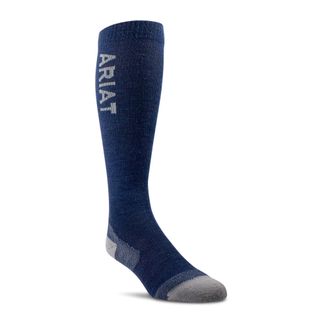 Ariat TEK Thaw Merino Socks in Navy Heather Grey, Size X-Small/Small