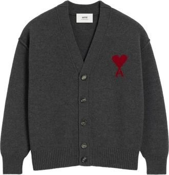 Ami Homme, Pulls, Gris, Taille: XL De Coeur Cardigan