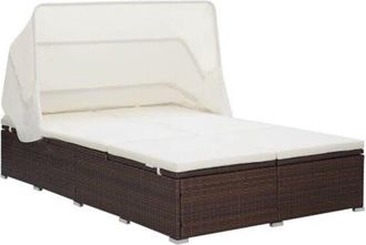vidaXL Vidaxl - Transat &agrave; 2 places avec coussin R&eacute;sine tress&eacute;e Marron