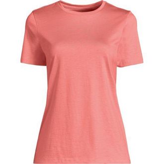 Lands End Supima Kurzarm-Shirt mit rundem Ausschnitt, Damen, Größe:36-38 regular, Orange, Baumwolle, by Lands End