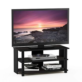Furinno Sully Meuble Télé à 3 Niveaux pour Téléviseur Jusquà 40, Espresso/Noir, Bois dense, One Size, étroit