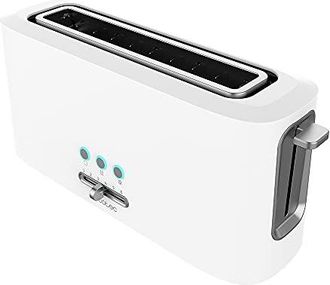 Cecotec Toaster Toast&Taste 9000 Doppel White aus Plastik mit 2 extra breiten kurzen Schlitzen Weißes Design (Langer Slot)
