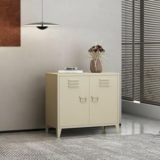 Dmora Credenza Lampone, Buffet da soggiorno, Madia da salotto, Dispensa da cucina, 80x40 h73 cm, Panna