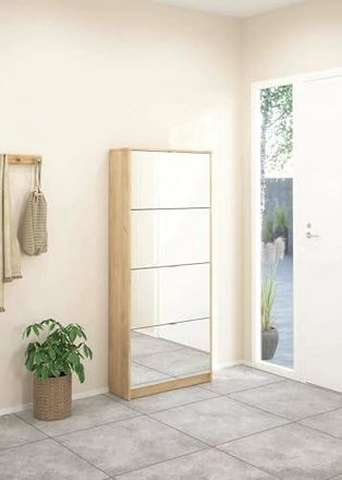 Dmora Schuhschrank Bliss, Schuhregal, Mehrzweck-Eingangsgarderobe, M&ouml;bel f&uuml;r Schuhe, 70x24 h162 cm, Eiche