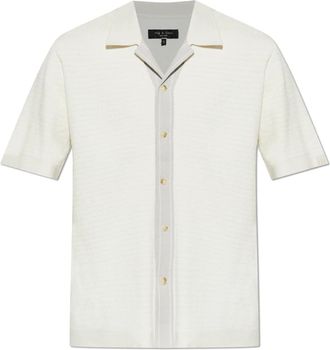Rag & Bone Homme, Chemises, Beige, Taille: XL Harvey Contrast-Trim Knit Camp Shirt