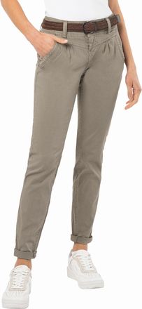 Urban Surface Damen Chino Stoff-Hose mit Flecht-Gürtel Middle-Grey XXL