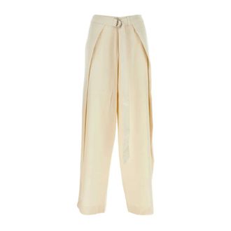 Ami Femme, Pantalons, Beige, Taille: 38 FR Pantalon large en m&eacute;lange de viscose